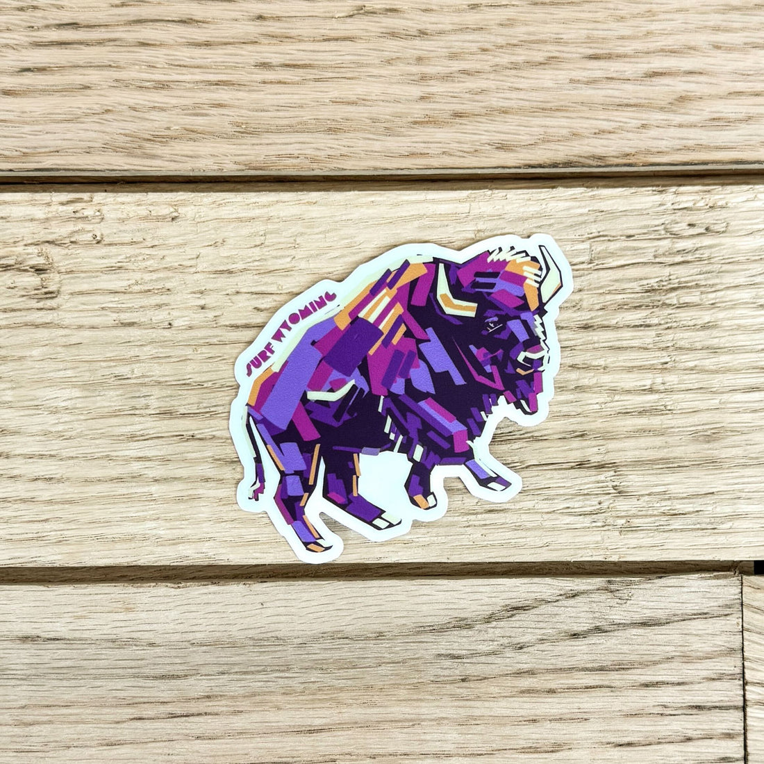 Surf Wyoming® Purple Bruno Bison Sticker