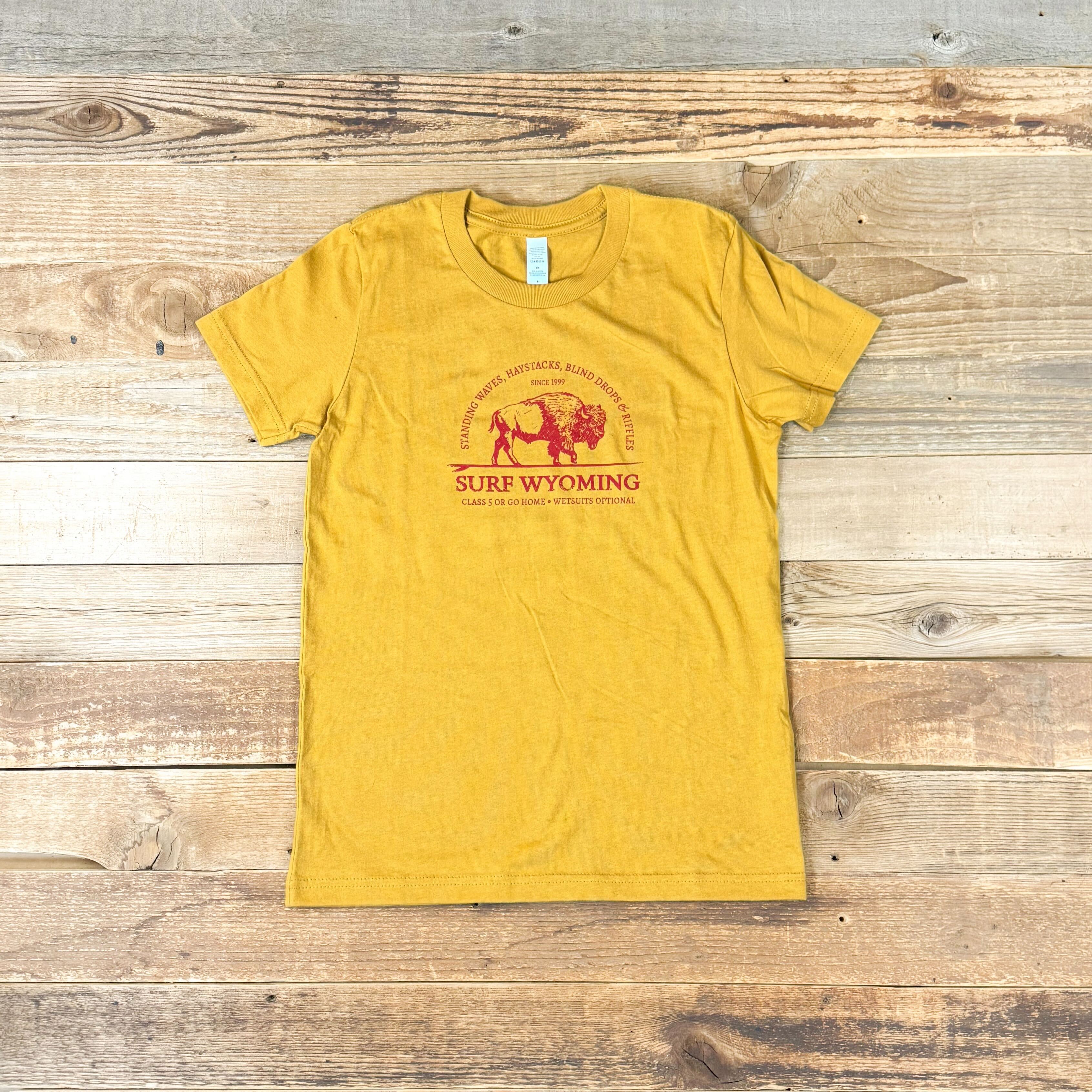 Youth Surf Wyoming® Riffle Bison Tee - Mustard VAULT ITEM